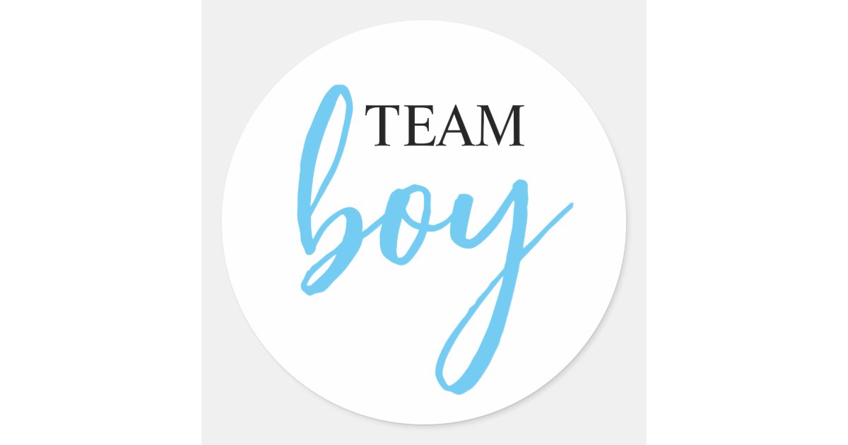 Gender Reveal Team Boy Round Sticker | Zazzle