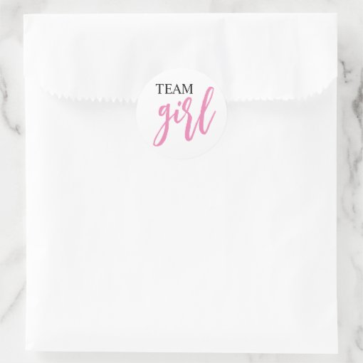 Gender Reveal Team Girl Round Sticker | Zazzle
