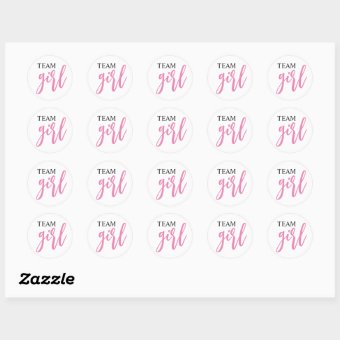 Gender Reveal Team Girl Round Sticker | Zazzle