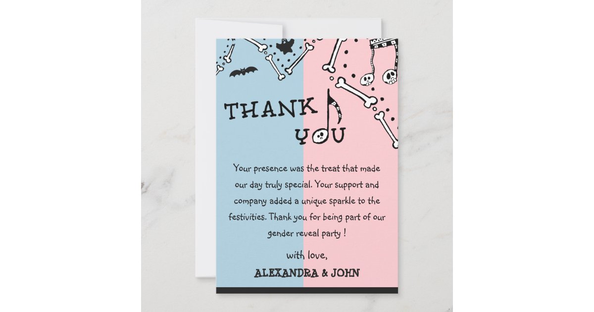 Gender reveal thank you cards boy or girl | Zazzle