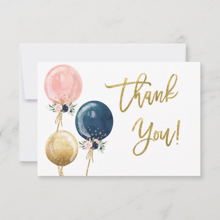 Gender reveal thank you note card | Zazzle