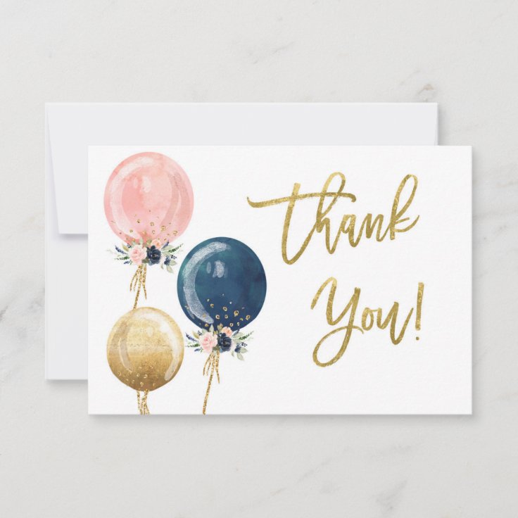 Gender reveal thank you note card | Zazzle