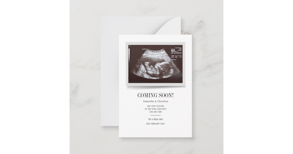 Gender Reveal Ultrasound Photo Pregnancy Note Card | Zazzle