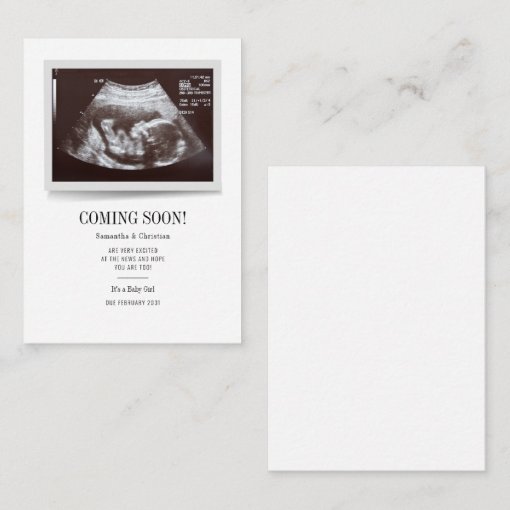 Gender Reveal Ultrasound Photo Pregnancy Note Card | Zazzle