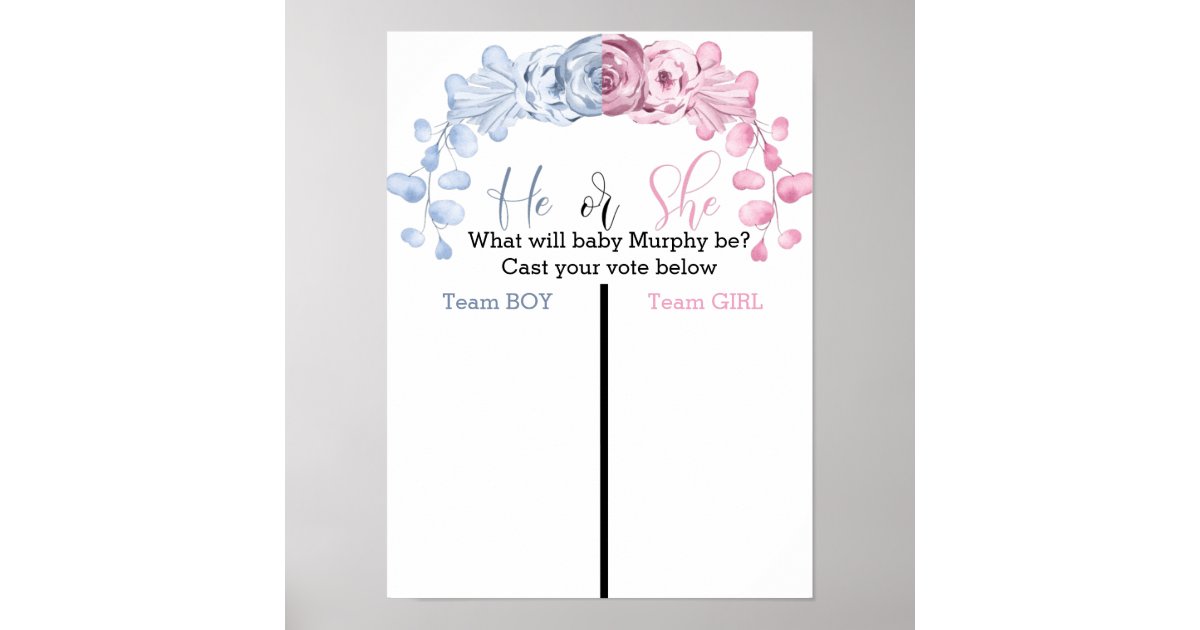 Gender reveal Voting board Poster | Zazzle