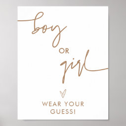Gender Reveal Wear Your Guess Game Sign, Neutral Poster | Zazzle