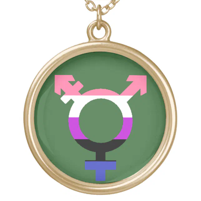 Genderfluid Flag Trans Symbol Gold Plated Necklace | Zazzle