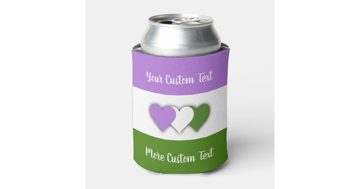 Genderqueer pride flag with text can cooler | Zazzle