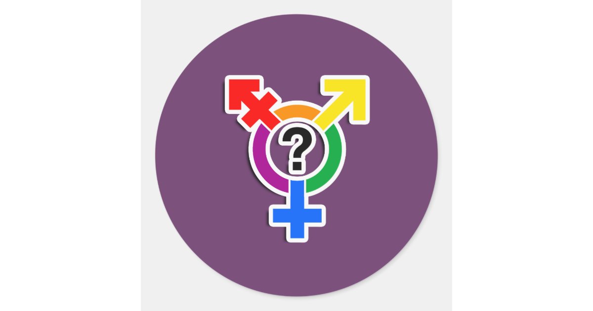 GENDERQUEER SYMBOL RAINBOW 3D CLASSIC ROUND STICKER | Zazzle