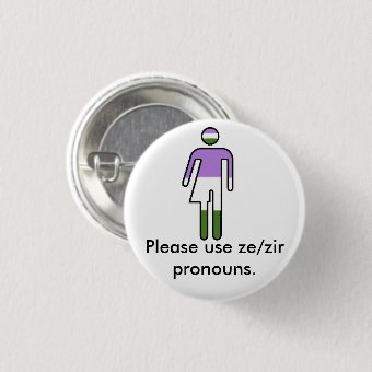 Genderqueer Ze/Zir Pronoun Buttons | Zazzle