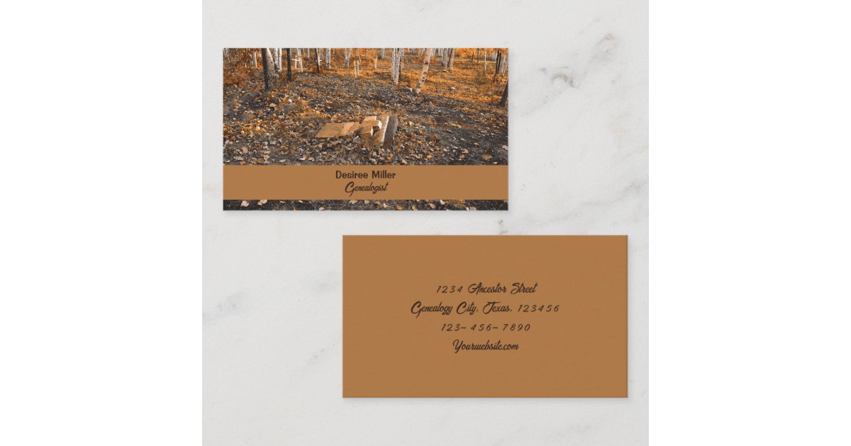 Genealogist Cemetery Autumn Business Card | Zazzle