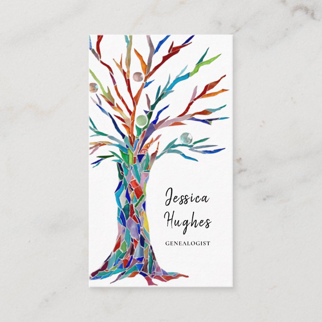 Genealogist Family Tree Modern Business Card | Zazzle