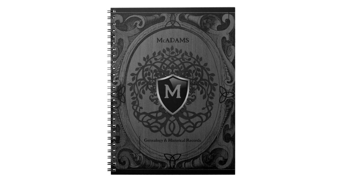Genealogy Family Tree Monogram Gray Irish Notebook | Zazzle