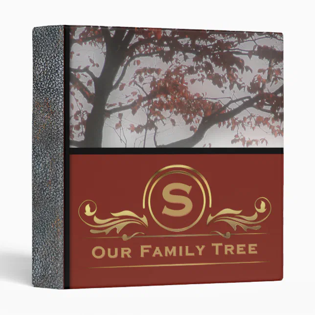 Genealogy Monogram | Family Tree Leather Look 3 Ring Binder | Zazzle