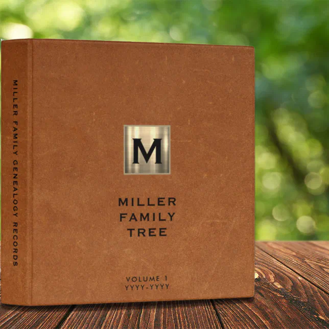 Genealogy Records Book Binder Gold Monogram | Zazzle
