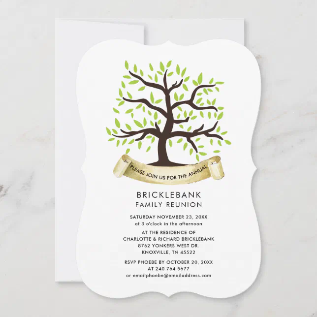 Genealogy Tree Annual Family Reunion Invitation | Zazzle