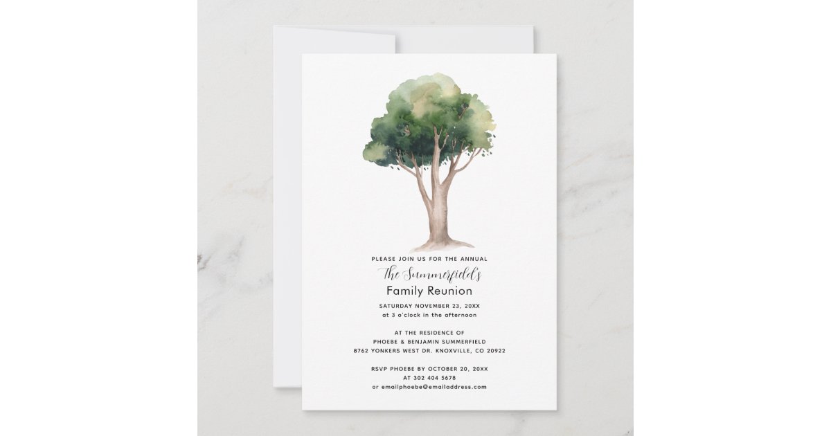 Genealogy Tree Annual Family Reunion Script Invitation | Zazzle