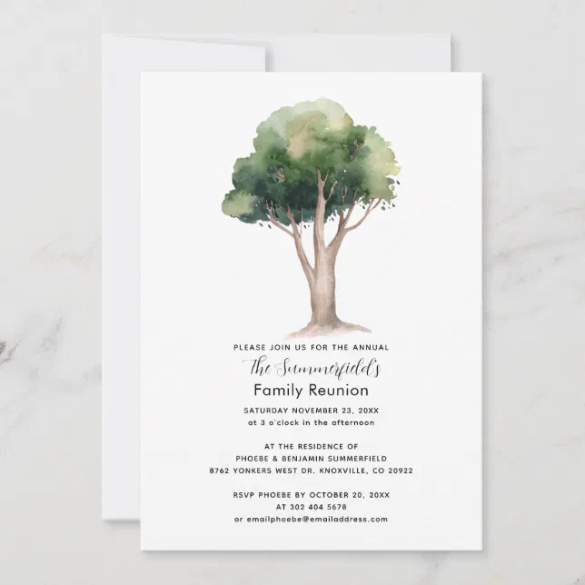 Genealogy Tree Annual Family Reunion Script Invitation | Zazzle
