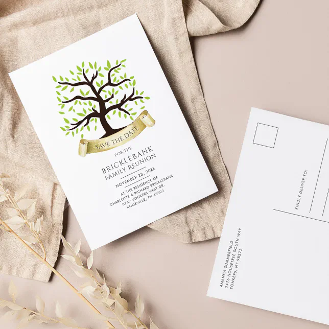 Genealogy Tree Family Reunion Annual Party Announcement Postcard | Zazzle