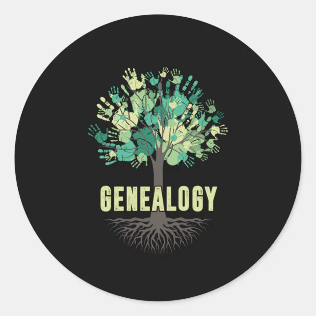Genealogy Tree Hand Family Tree Historian Gift Classic Round Sticker ...