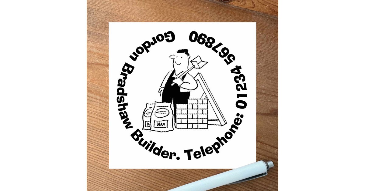 General Builder with Building Materials. Rubber Stamp | Zazzle