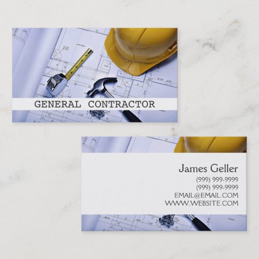 General Contractor Builder Construction Business Business Card | Zazzle