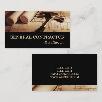 General Contractor Builder Manager Construction Business Card | Zazzle