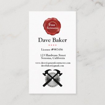 General Contractor Business Cards | Zazzle
