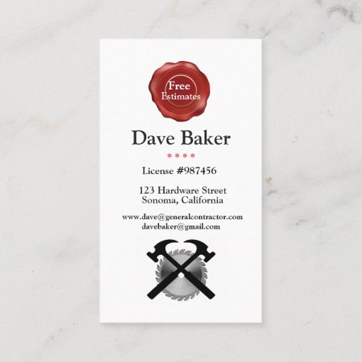 General Contractor Business Cards | Zazzle
