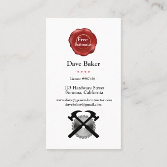 General Contractor Business Cards | Zazzle