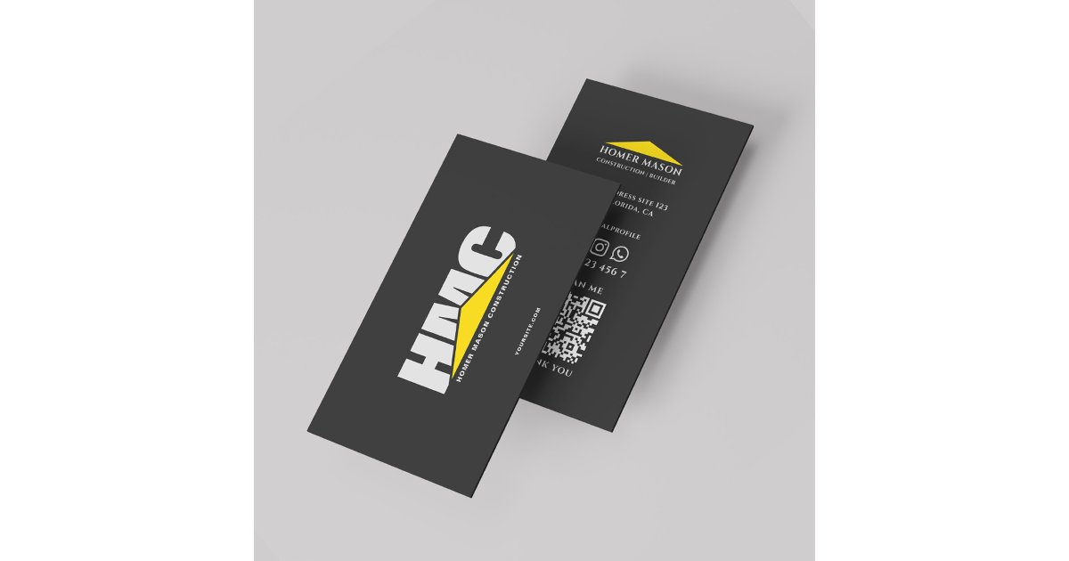 General Contractor Construction Yellow Triangle Business Card | Zazzle