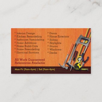 General Contractor HandyMan Business Card Template | Zazzle