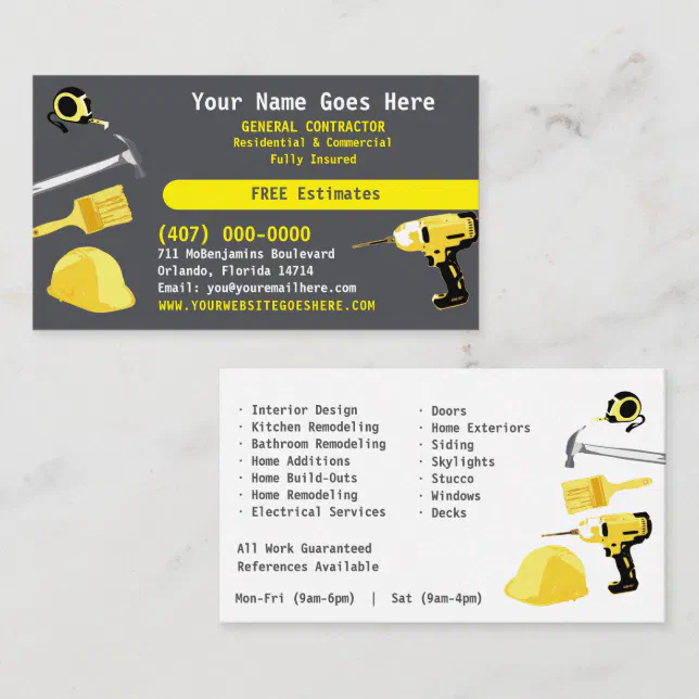 General Contractor HandyMan Do It All Template Business Card | Zazzle