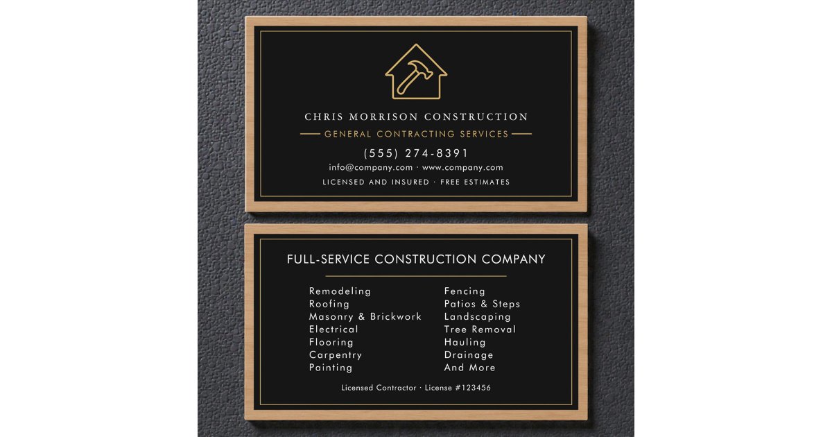 General Contractor Modern Business Card | Zazzle