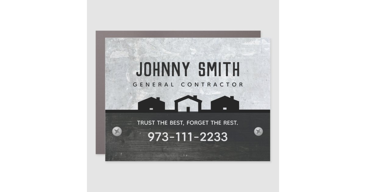 General Contractor Slogans Business Cards Car Magnet | Zazzle