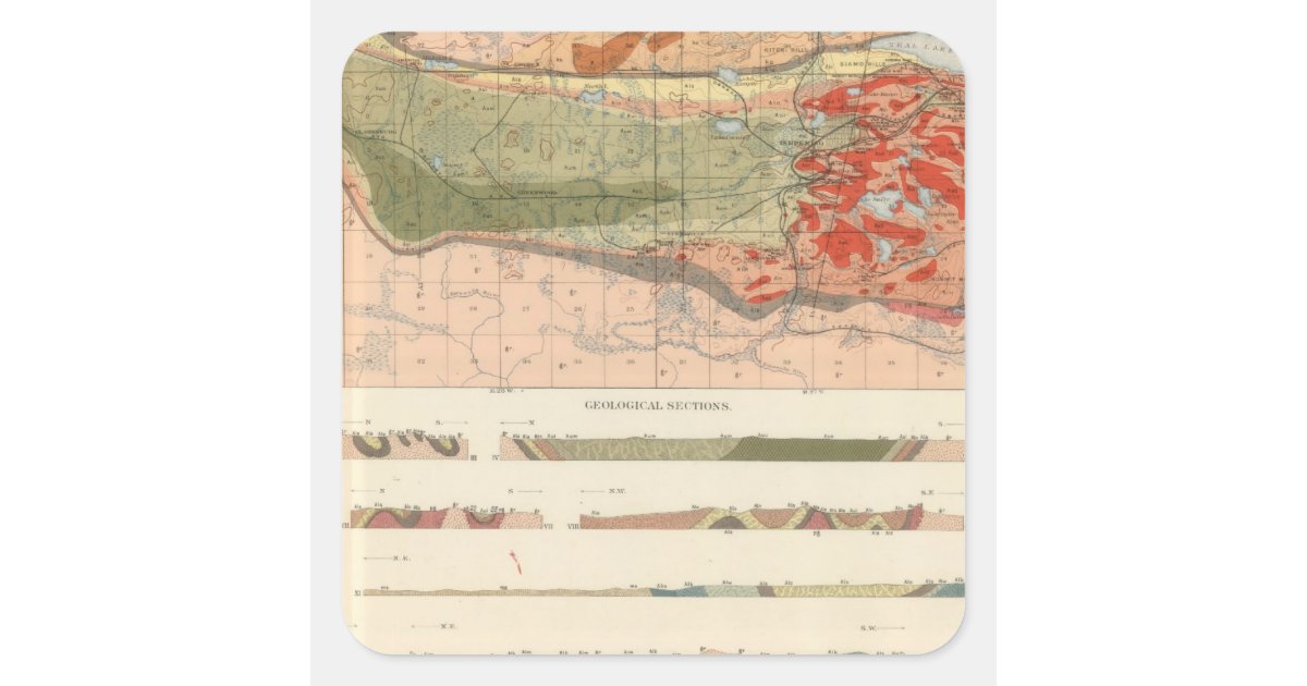 General Geological Map of the Marquette District Square Sticker | Zazzle