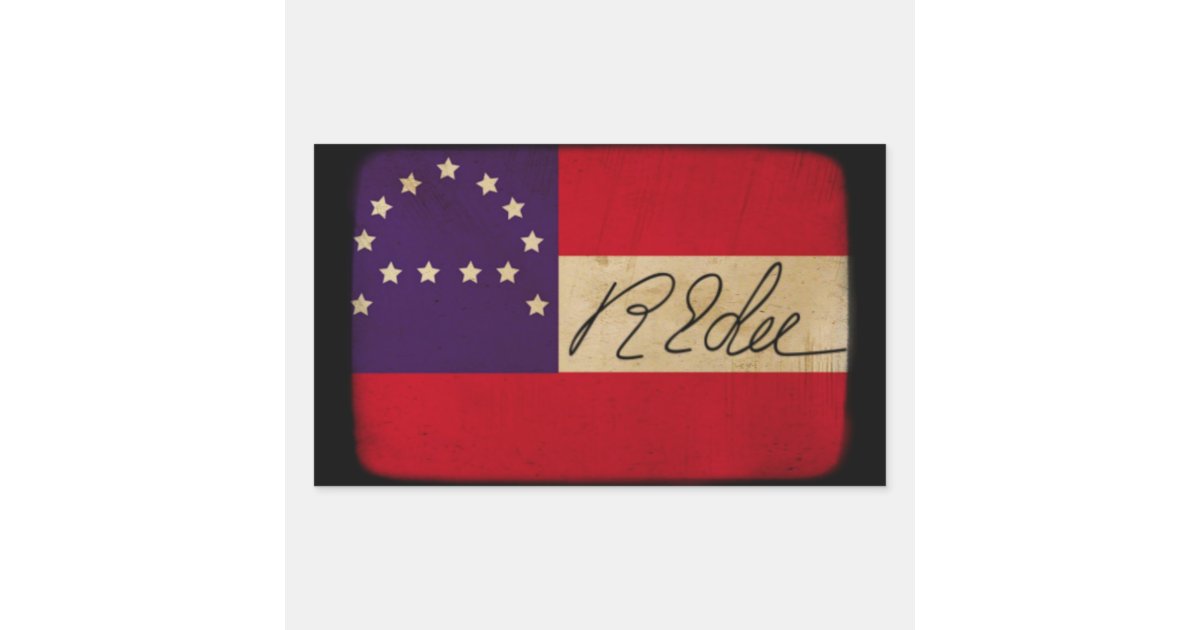 General Lee Headquarters Flag with Signature Rectangular Sticker | Zazzle