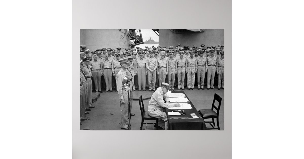 General MacArthur Signing The Japanese Surrender Poster | Zazzle