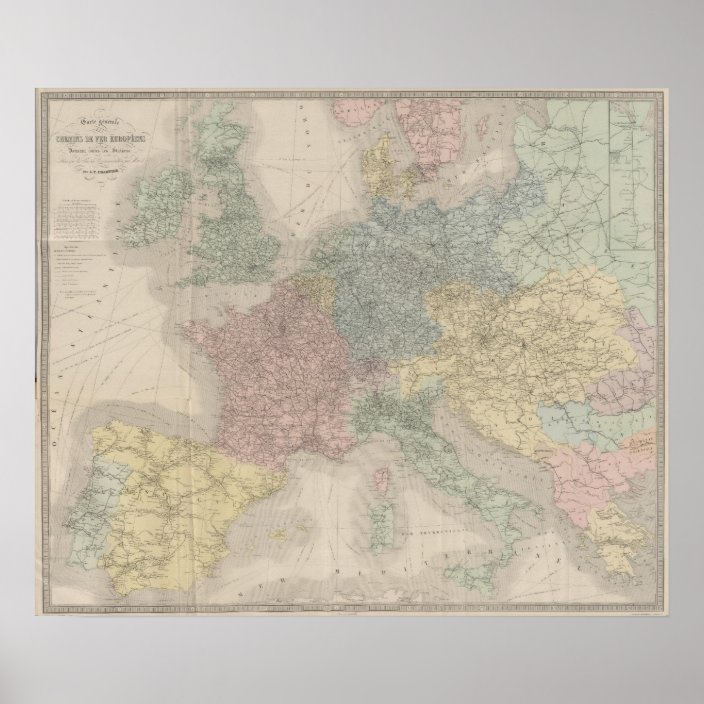 General map of European Railways Poster | Zazzle.com