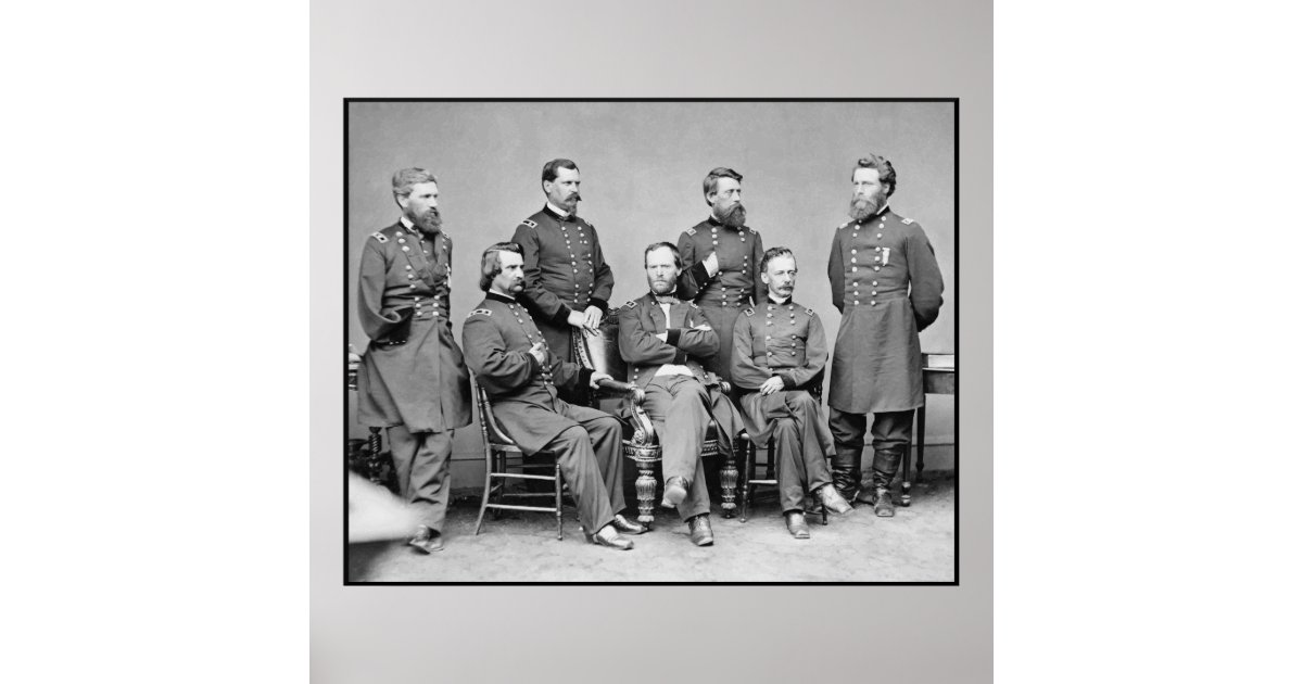 General Sherman and His Staff -- Border Poster | Zazzle