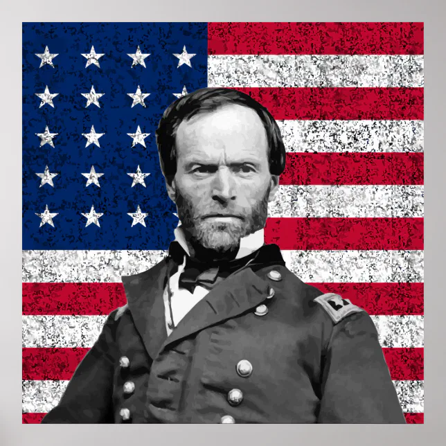 General Sherman and The American Flag Poster | Zazzle