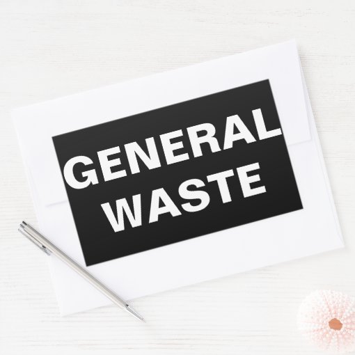 General Waste Sign Rectangular Sticker | Zazzle