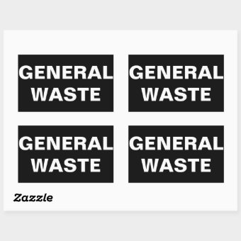 General Waste Sign Rectangular Sticker | Zazzle