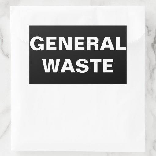 General Waste Sign Rectangular Sticker | Zazzle