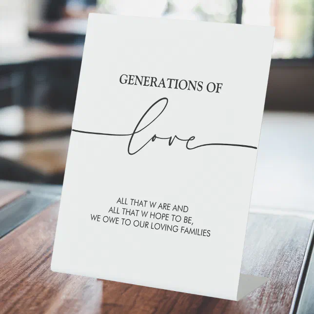 Generations of Love | Modern Wedding Table Sign | Zazzle