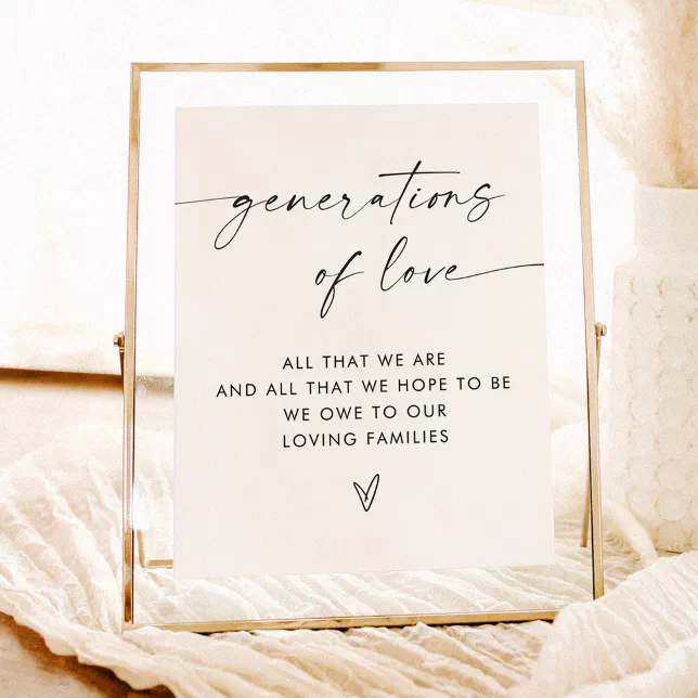 Generations of Love Sign | Modern Wedding Sign | Zazzle