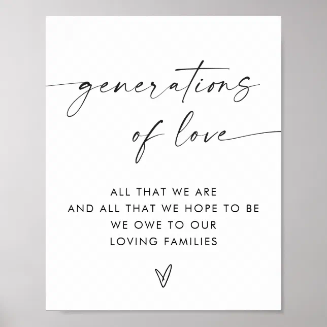 Generations of Love Sign | Modern Wedding Sign | Zazzle