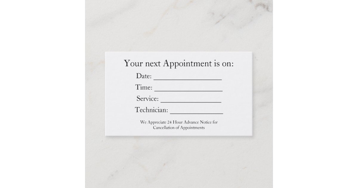 Generic Appointment Reminder Business Card | Zazzle