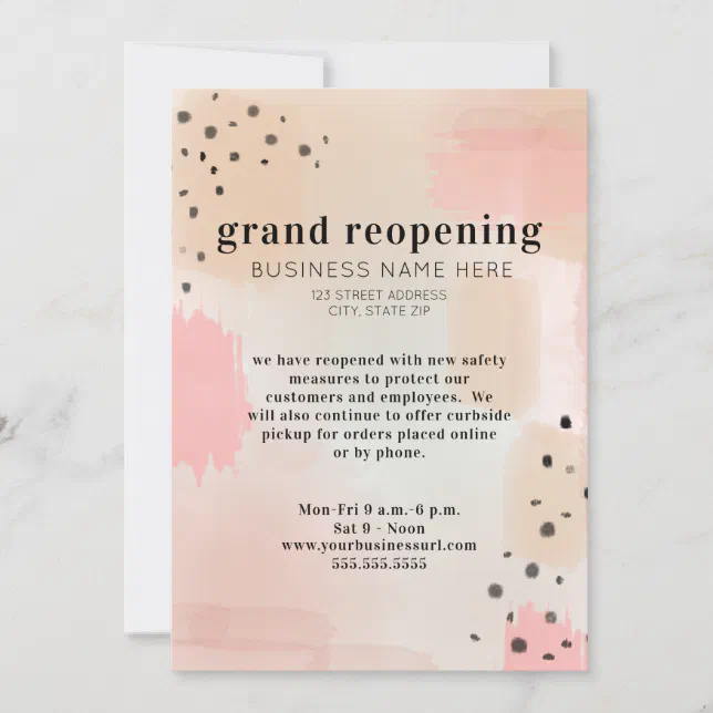 Generic Business Grand Reopening Abstract Pink Invitation | Zazzle