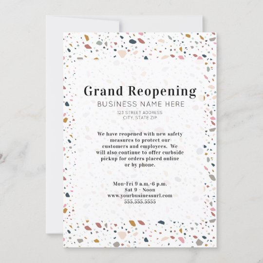 Generic Business Grand Reopening Terrazzo Invitation | Zazzle.com
